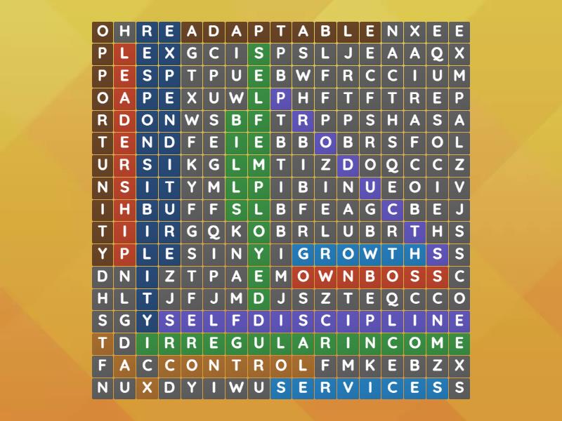 self employment - Wordsearch
