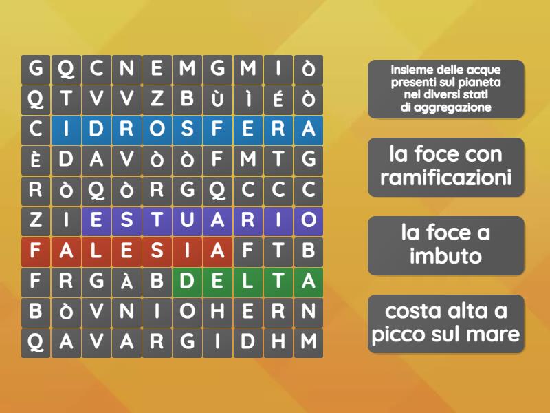 lessico della geografia - Wordsearch