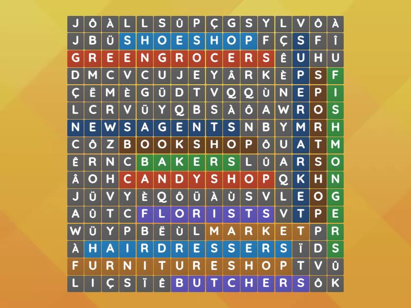 shops - Wordsearch