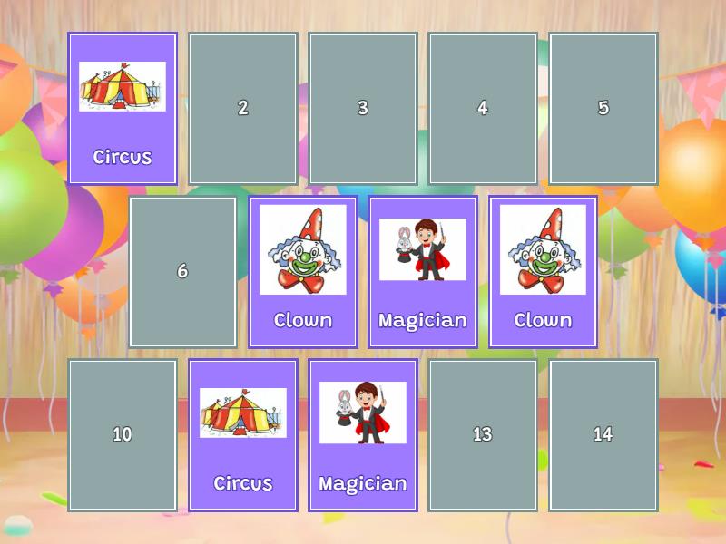 At the Circus! - Matching pairs