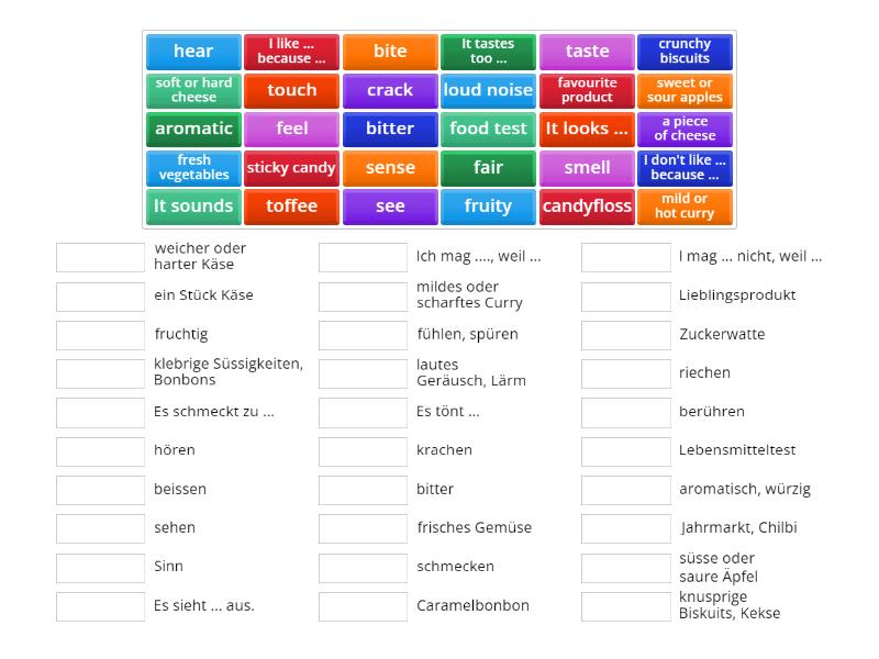 words Unit 1 - Match up