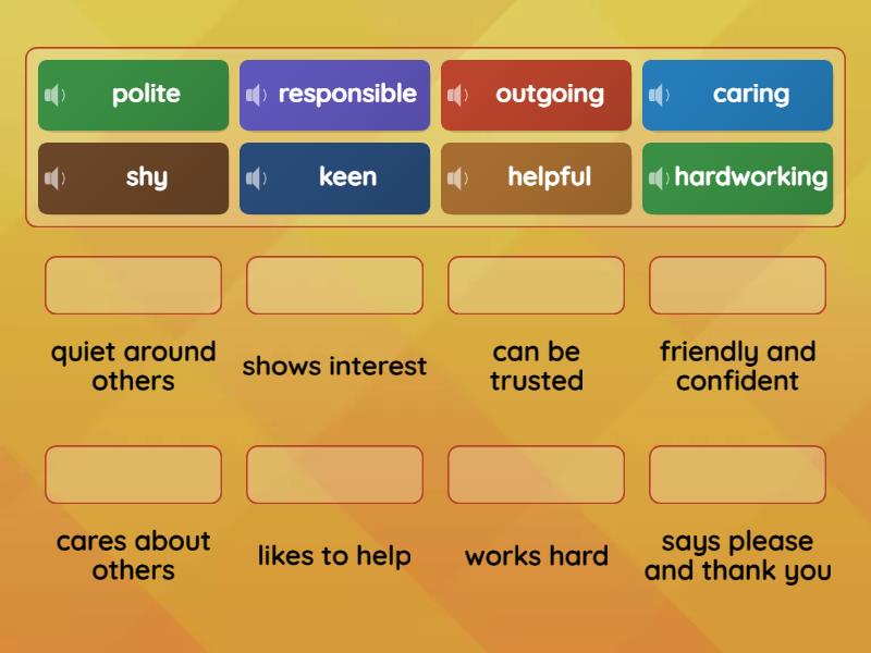 Describing words - Match up