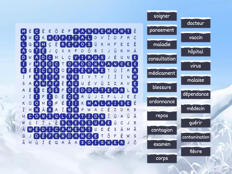 La santé - Wordsearch