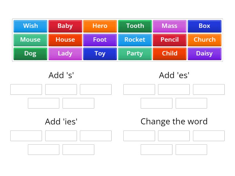 Plural Endings - Group sort
