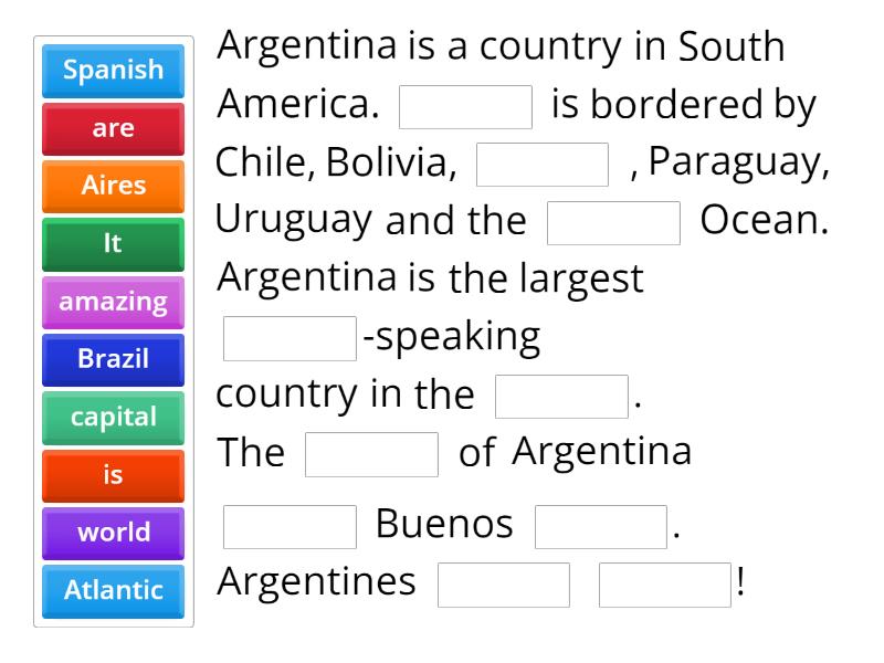 Argentina | Unit 1 - Missing word