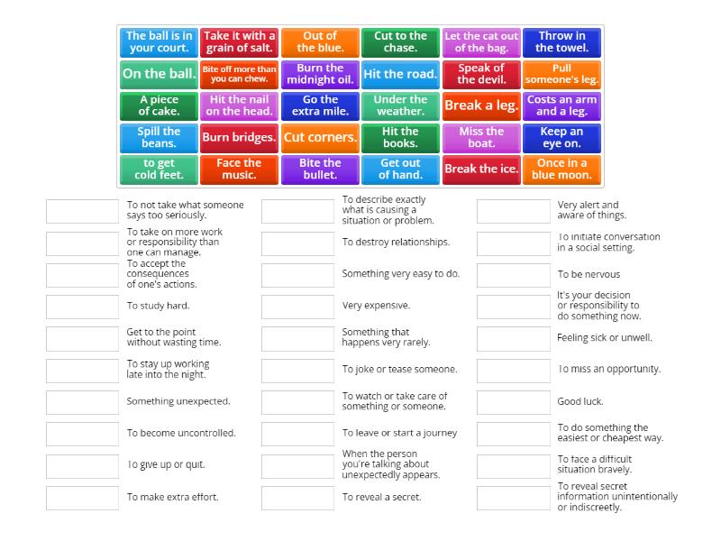 Idioms - Match up
