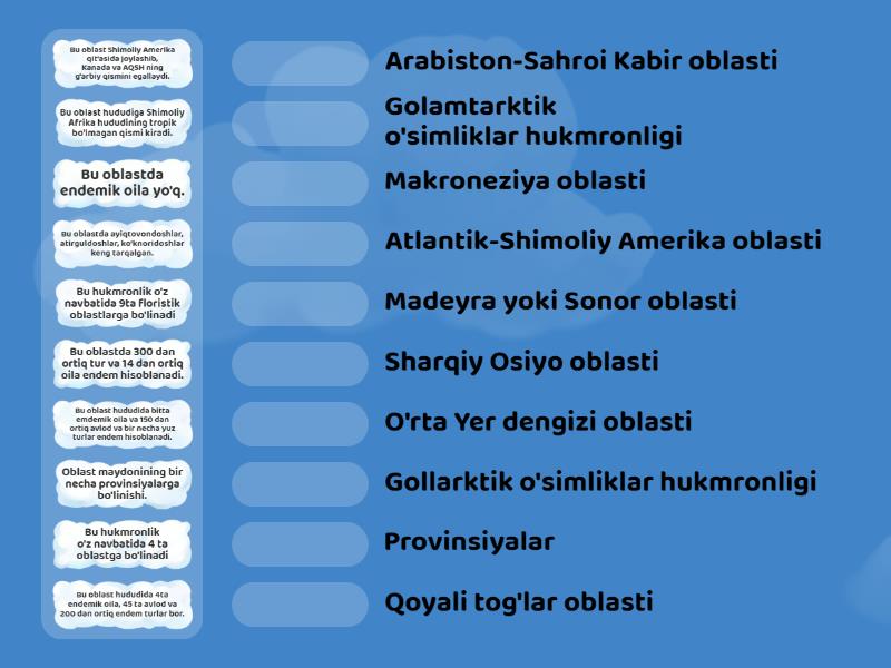 Biogeografiya atrabotka Abduxalilova Ismigul - Match up