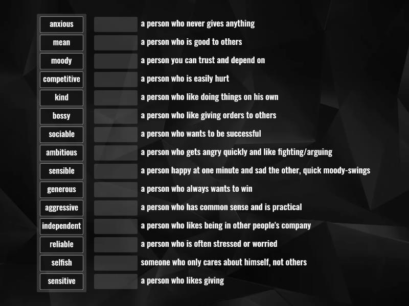 Personality traits - Match up