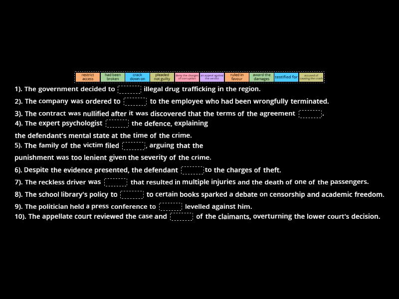 Roadmap B2+ Unit 3B Law and order vocabulary - Complete the sentence