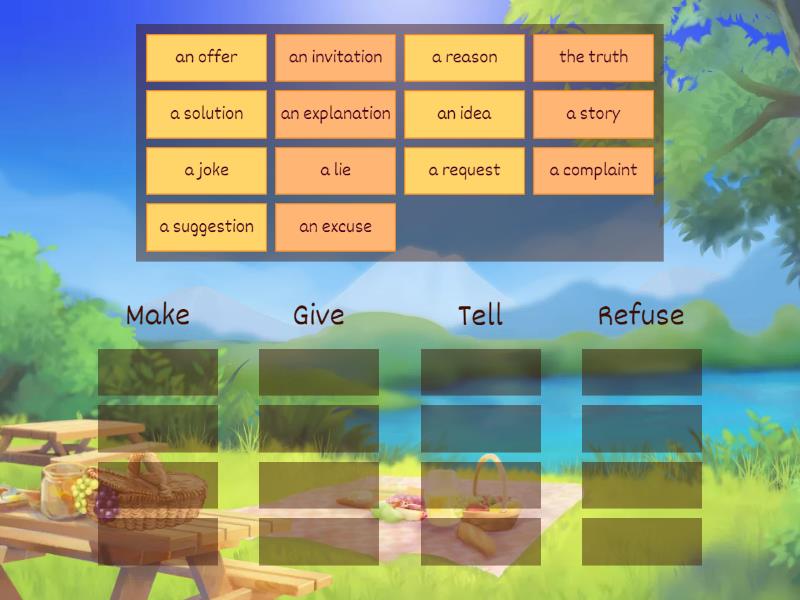 Verb-noun collocations - Group sort