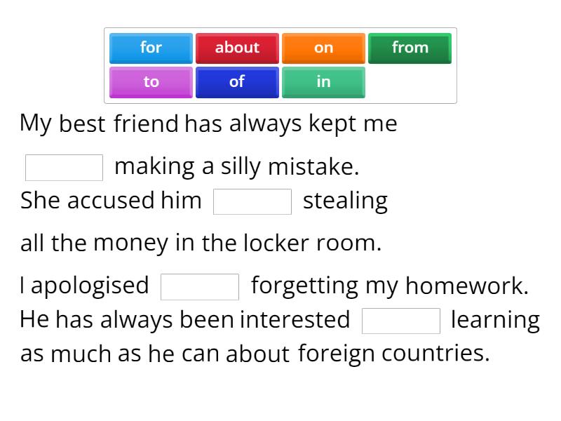Gerund + preposition check - Complete the sentence
