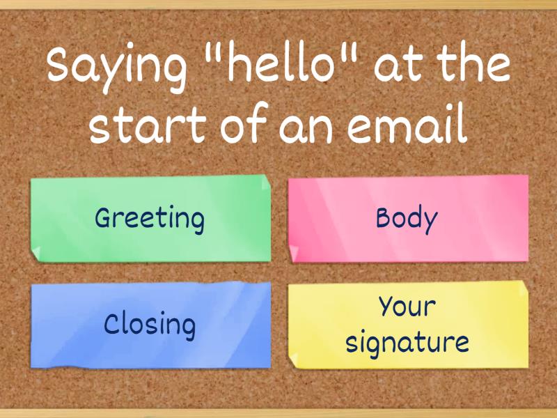 Parts of an Email (greeting, body, closing, signature) - Quiz