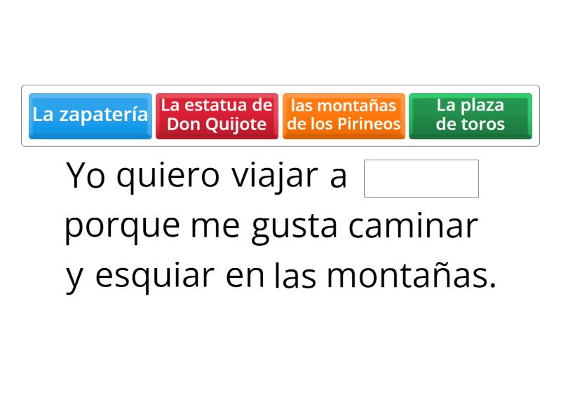 Los verbos + Lugares ( me gusta- no me gusta) - Complete the sentence