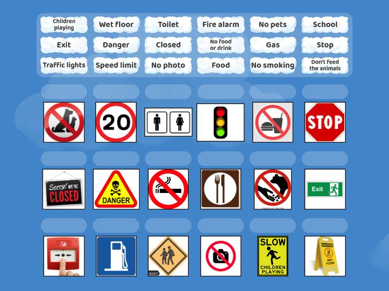 safety signs for kids - Match up