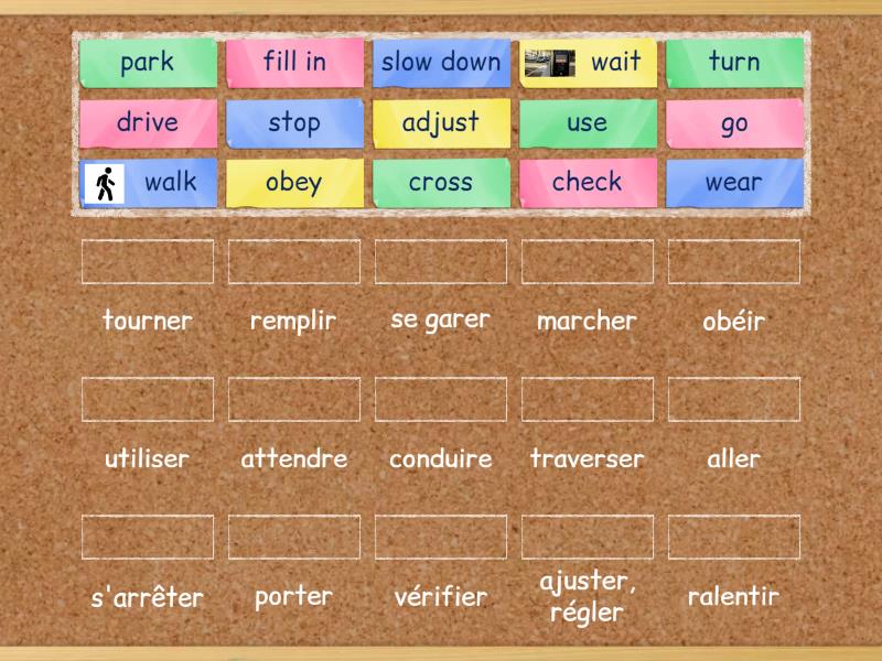 road safety lesson VERBS - Match up