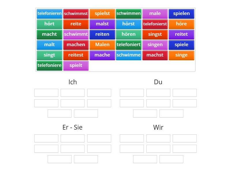4EGB - Verben (ich-du-er/sie-wir) - Group sort