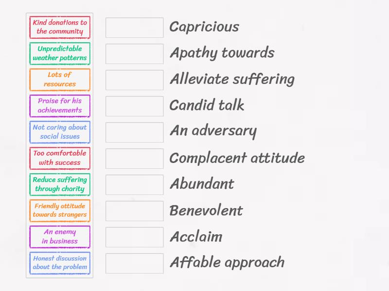 C1 Vocabulary Abundance... - Match up