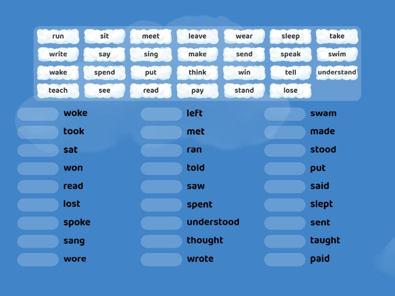 EF Elem ir.verbs 2nd forms_2nd part (L-W letters) - Match up