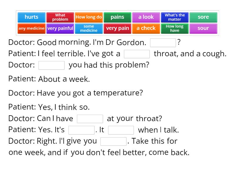 6.3 Seeing a doctor - Complete the sentence