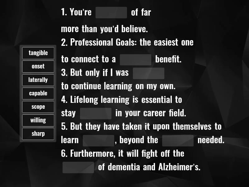 lifelong learning 1 - Complete the sentence