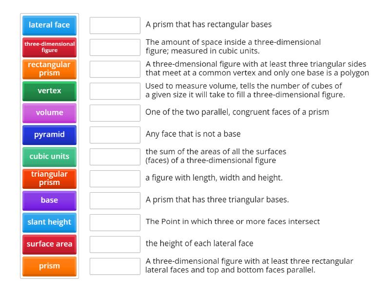 Chapter 10 Math Vocabulary - Match up