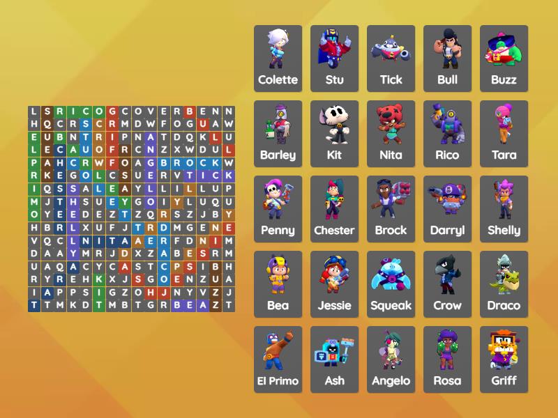BRAWL STARS HLEDÁNÍ SLOV - Wordsearch