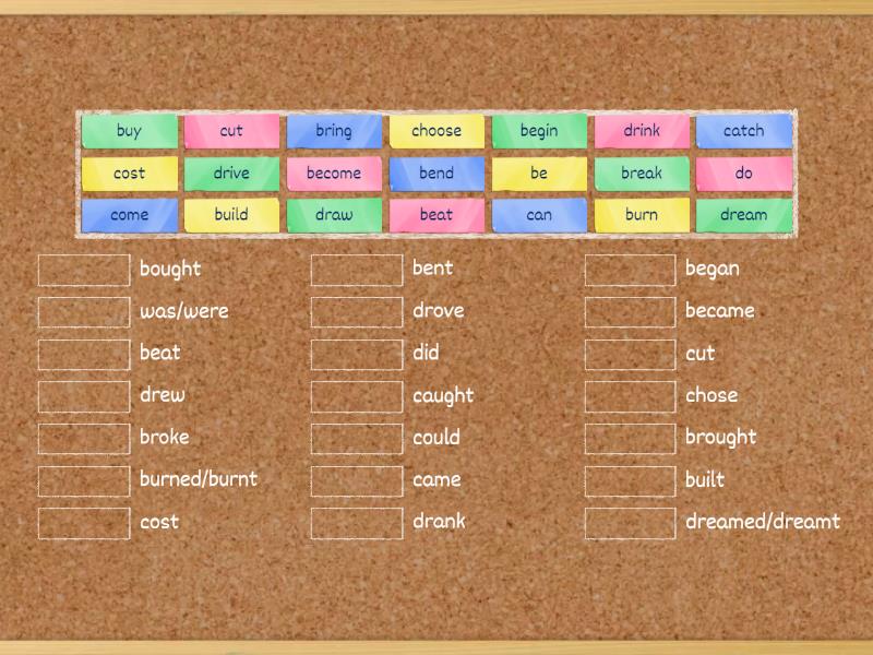 Irregular Verbs (be-drive) - Match up