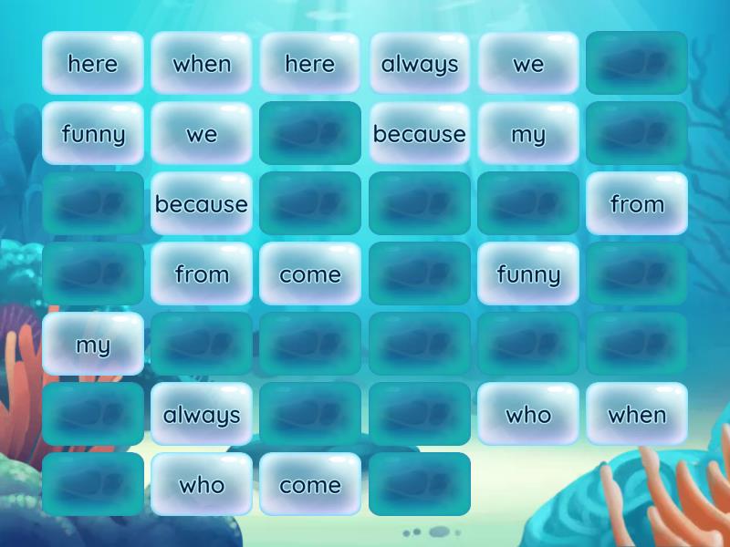 Sight Word Memory Game - Matching pairs
