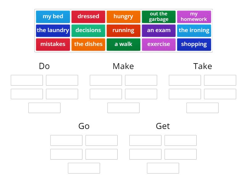 Collocations - Daily Activities - Group sort