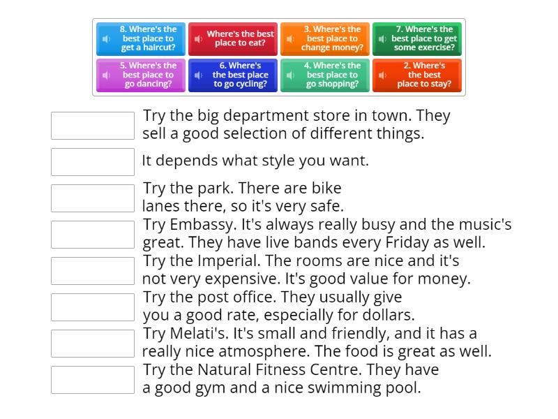 Outcomes Unit 10 developing conversation - Match up