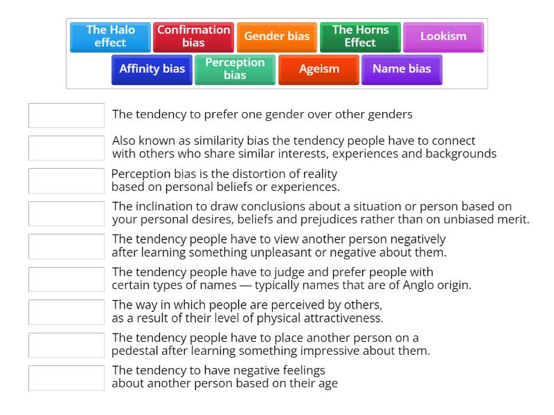 Types of biases - Match up