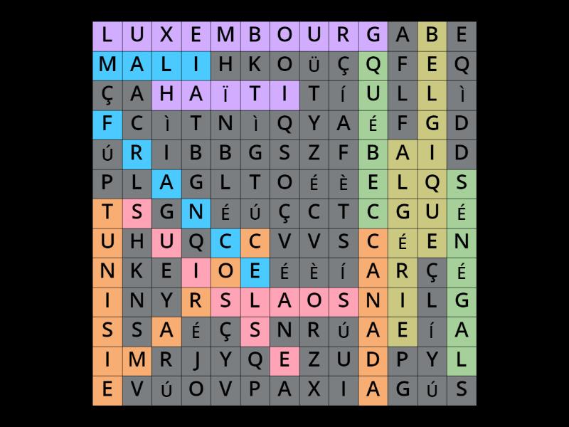 Les pays et provinces francophones - Wordsearch