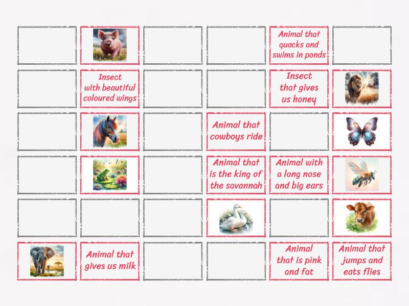 Animals Memory Cards - Matching pairs