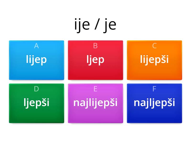 Odaberite tačno napisane riječi s ije/je/e/i - Kviz