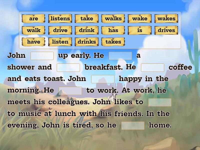 Daily Routine + Emotions + Grammar (Text) - Complete the sentence