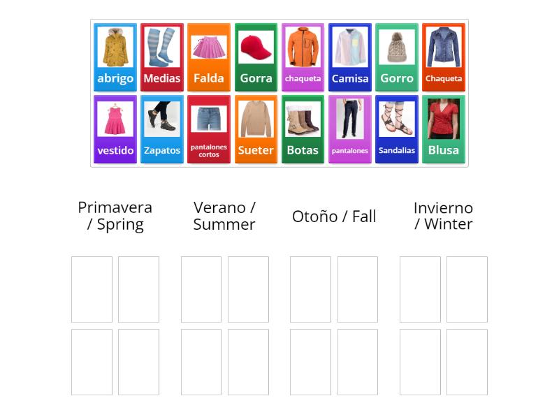 La Ropa y las Estaciones - Ordenar por grupo