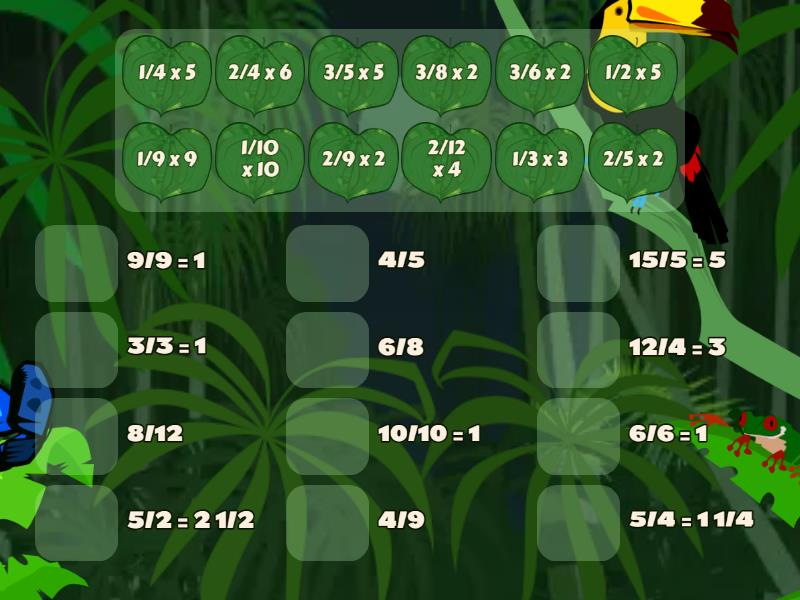 Jungle: Multiplying Fractions by Whole Numbers - Match up