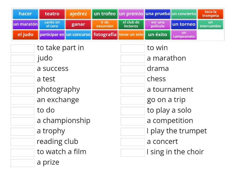 Yr 10 Spanish extra-curricular - Match up