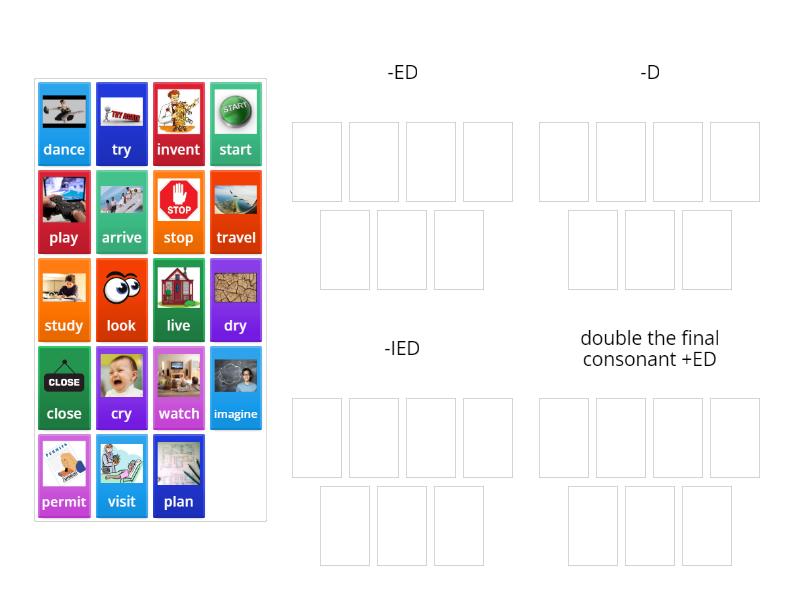 Past Simple: Regular Verbs (spelling rules) - Group sort