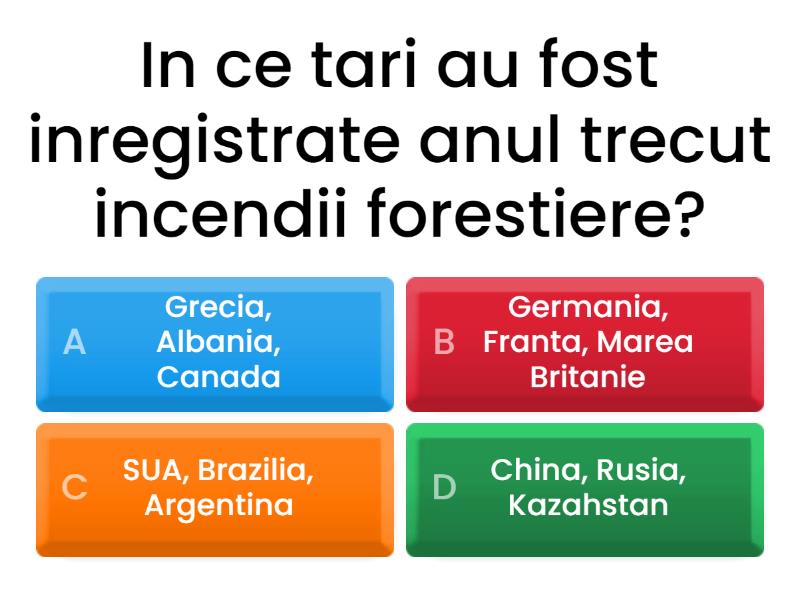 Hazard: incendii forestiere - Quiz