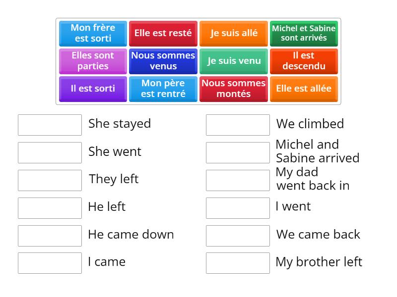 Etre verbs - Match up