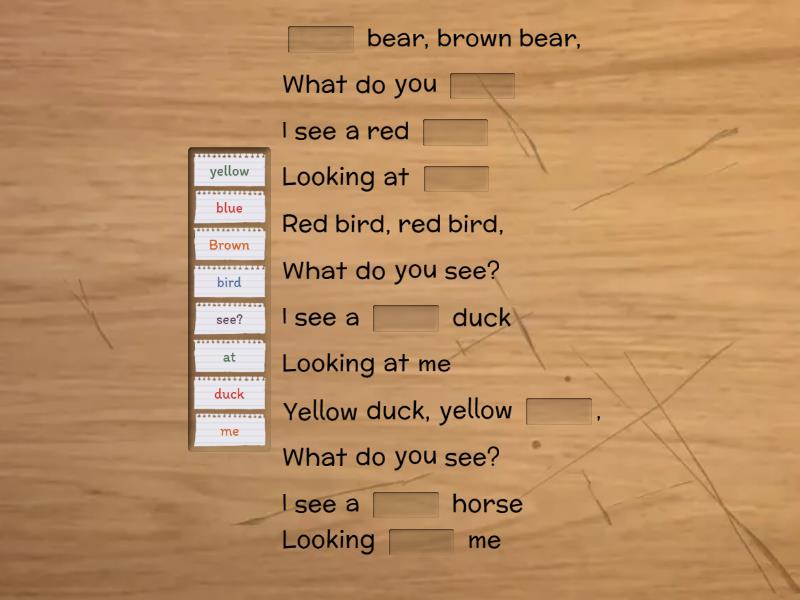 Brown Bear Fill in the Blank Activity - Complete the sentence