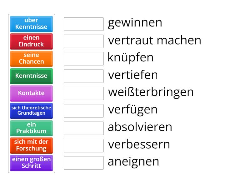 feste Nomen-Verb-Verbindungen 1 - Match up