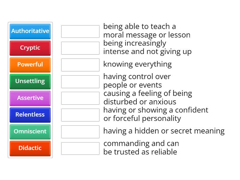 AIC: Inspector Goole Adjectives - Match up
