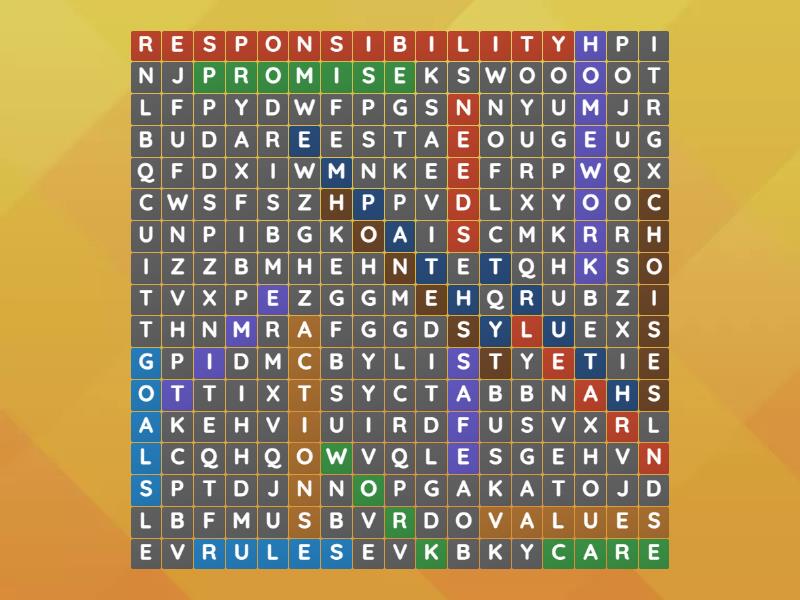 Responsibility - Wordsearch