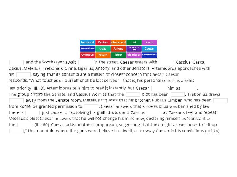 Julius Caesar Act 3 Scene 1 Review - Completa la oración