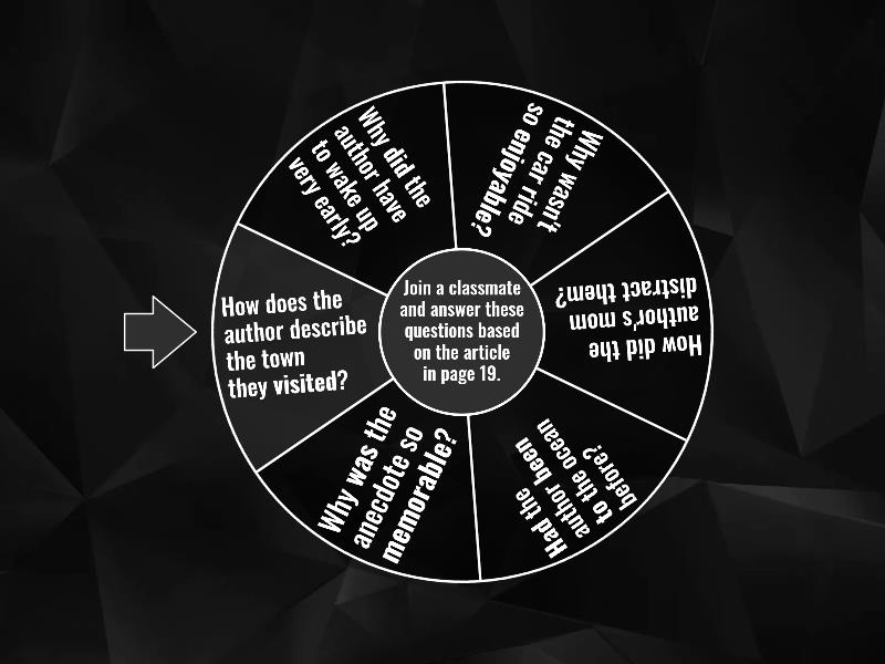 B2.1 (SIT) Day 7 - Reading Comprehension - Spin the wheel