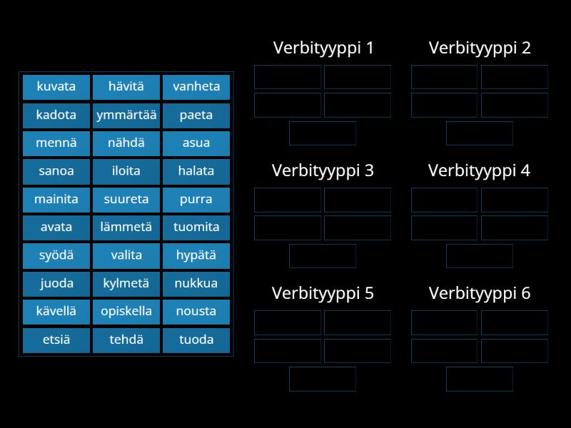 Mikä verbityyppi? Yhdistä. - Group sort