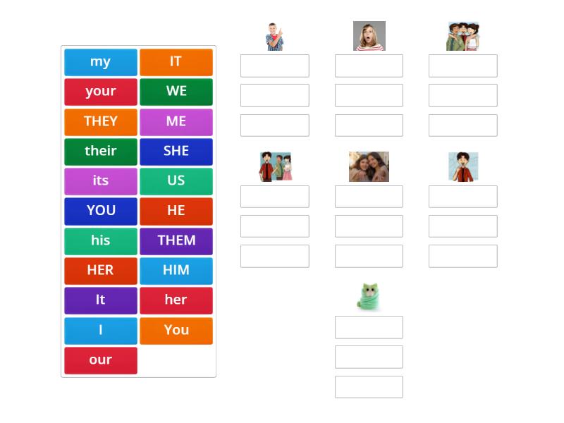Pronouns and possessive adjectives - Group sort