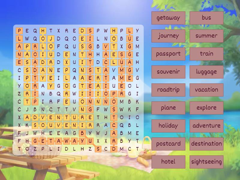 Travel and Tourism - Wordsearch